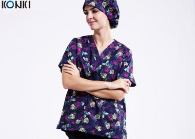 China V Neck Printing Medical Scrubs Uniforms Uniforms Short Sleeve Tee for sale