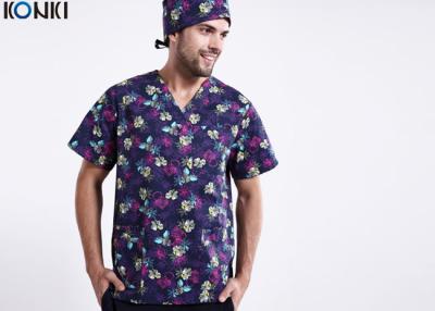 China V Neck Printing Medical Scrubs Uniforms Uniforms Short Sleeve Tee for sale