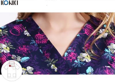 China V Neck Printing Medical Scrubs Uniforms Uniforms Short Sleeve Tee for sale