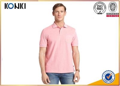 China Mature Custom Mens Polo Shirts Grey Color / Pink Color Dri Fit Polo Shirts for sale
