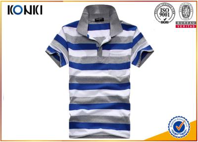 China 200 Grams 100% Cotton Stripes Print Style Customized Embroidered Polo Shirts For Mens for sale