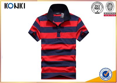 China 200 Grams 100% Cotton Stripes Print Style Customized Embroidered Polo Shirts For Mens for sale