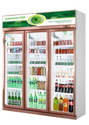 China Retail Commercial Beverage Display Refrigerator With 3 Glass Doors for sale