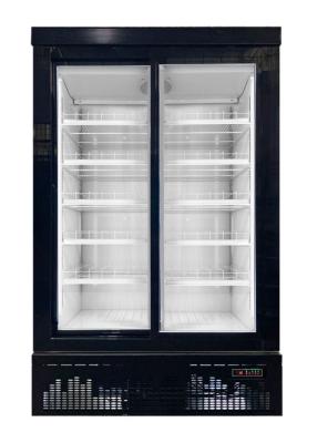 China High Efficient Shop Sliding Door Frozen Food Display Freezer Built In System for sale
