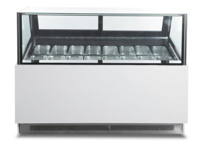 China Square Glass -22 Degree Ice Cream Display Showcase 16 Flavors For Gelato for sale