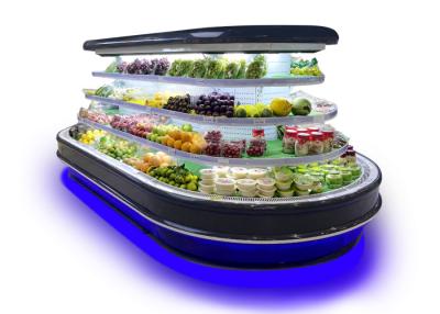 China Supermarket Mini Round Island Open Refrigerator Dairy Fruit Beverage Display Chiller for sale