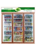 China Three Glass Door Beverage Refrigerator Drinks Display Cooler With Gold Frame for sale