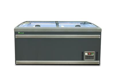 China 1040L Top Glass Door Horizontal Deep Chest Island Freezer For Shopping Mall for sale