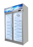 China Double Layer Tempered Glass Door Display Commercial Upright Freezer for sale
