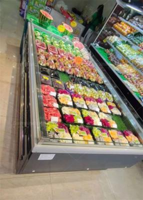 China Fruit Vegetable Open Display Cooler Stainless Steel Supermarket Island Freezer for sale