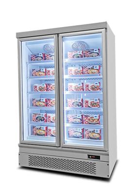 China Anti Collision Fan Cooling Plug In Upright Freezer With Glass Doors for sale