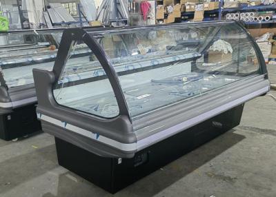 China Commercial Refrigerated Showcase Cooked Food Display Cooler With Curved Glass for sale