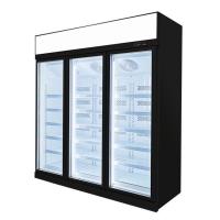 China Hypermarket Commercial 3 Glass Doors Standing Display Freezer for Food Frozen for sale