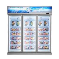China 5 Adjustable Shelves Fan Cooling Glass Door Display Freezer For Commercial for sale