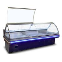 China Curved Glass Commercial Butchery Shop Freezer Deli Display Refrigerator for sale