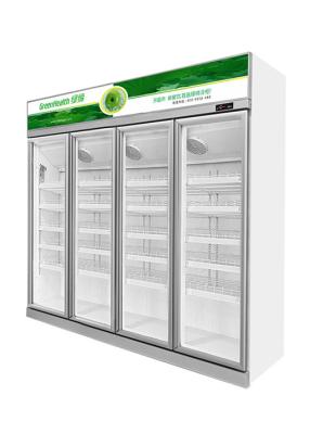 China Supermarket Beverage Cooler Refrigerator With Transparent Glass Door for sale