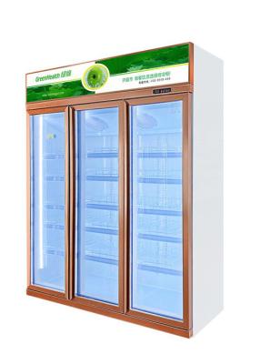 China Nice Appearance Luxury Commercial Beverage Fridge 3 Door Upright Display for sale