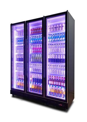 China Glass Door Beer Fridge Drink Beverage Cooler And Chiller With Colorful LED for sale