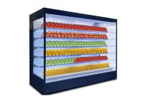 China Fruit Display Rack Wall Mounted Refrigerator With Night Curtain for sale