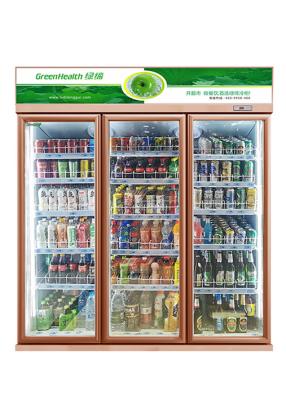 China 452L Commercial Beverage Cooler LED Light No Frost Vertical Juices Display Chiller For Hypermarket for sale