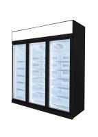 China Vertical Triple Door Heated Hyper Market Glass Display Freezer 220V 1450L for sale