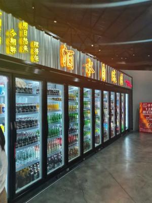 China Flat Head Commercial Beverage Cooler Five Glass Doors Large Supermarket Refrigerator for sale