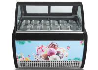 China Curved Glass Arc Gelato Display Freezer With 10 12 14 16 18 Flavor Pans for sale