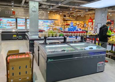 China R600a Chest Deep Freezer For Supermarket Sliding Glass Door Island Refrigerator for sale