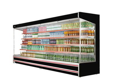 China Large Capacity Supermarket Black Multideck Open Chiller With LED Auto Defrost for sale
