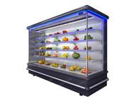 China 4 Adjustable Shelf Air Curtain Multideck Open Chiller Defrost Free for sale