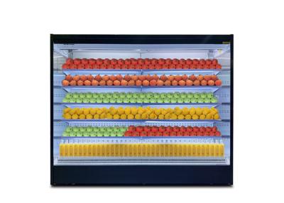 China Plug In Vertical Multideck Open Chiller For Fruit 4 Layers Shelf for sale