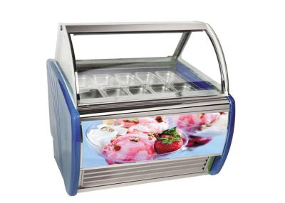 China Ice Cream Display Freezer Curved Glass Door With Led Light Heating Wire for sale