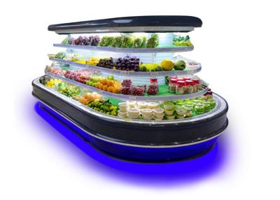 China Shopping Mall Multideck Open Chiller Horizontal Round Island Freezer for sale