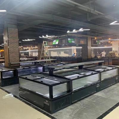 China Aluminum Interior Commercial Island Freezer Frost Free With -18~-22 Degree R290 Refrigerant for sale