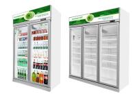 China Commercial Glass Door Upright Cooler R404A 5 Shelves Per Door for sale