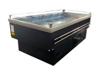 China Static Cooling Supermarket Island Freezer Commercial Open Glass Horizontal Fruit Showcase for sale
