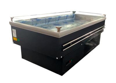 China Static Cooling Supermarket Island Freezer Commercial Open Glass Horizontal Fruit Showcase for sale