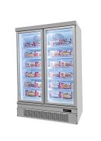 China Commercial Bottom Mount Upright Deep Freezer Blast Fridge Multiple Glass Doors for sale