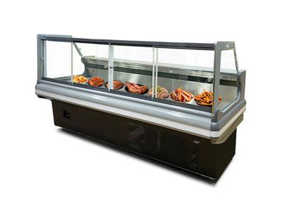 China Transparent Glass Square Refrigerated Deli Showcase Single Temperature R404a for sale