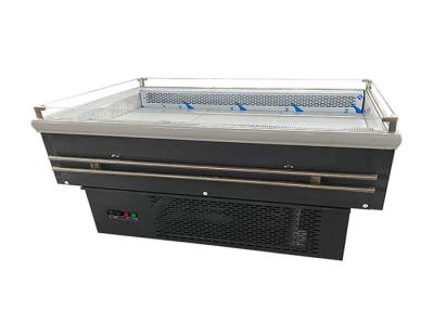 China Static Cooling Supermarket Island Freezer Square Glass Door Fruits And Vegetables  Refrigerator for sale