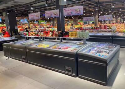 China Supermarket Glass Door Chest Deep Freezer Food Display Merchandise Refrigerator 1040L for sale