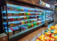 China Supermarket 2m Right Angle Multideck Open Chiller With Air Curtain Drink Display Cooler for sale