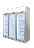 China Commercial Silvery Glass Door Upright Deep Freezer Refrigeration Equipment Display for sale