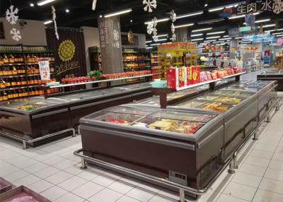 China OEM Sliding Glass Door Display Island Chest Freezer 850L Static Cooling for sale