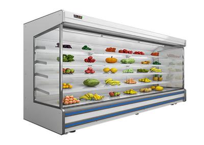 China 4 Layers Adjustable Multideck Open Chiller Fruit Display Fridge With Sliding Door for sale