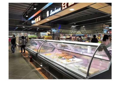 China Multifunctional Glass Square Refrigerated Deli Showcase Single temperature Deep Fridge for sale