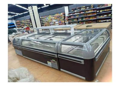 China Commercial Glass Combine Supermarket Island Freezer High Efficiency Refrigeration for sale