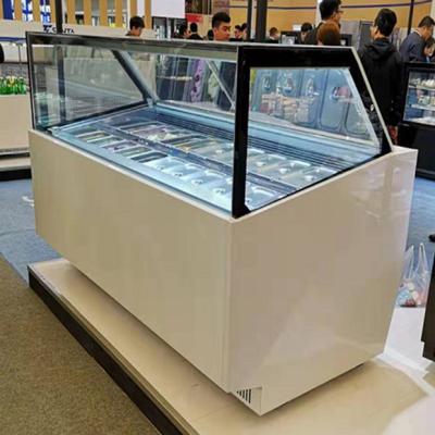 China Large Capacity Ice Cream Display Freezer With Tempered Glass And Sliding Door for sale