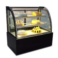 China Professional Grade Curved Glass Cake Display Fridge Perfect For Bakeries for sale
