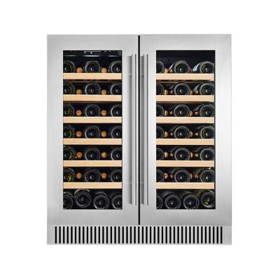 China ETL Certificate Fashion Dual Zone SS Double Glass Door Red Wine Cooler With 180L 68 Bottles for sale